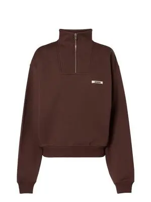 Jacquemus Gros Grain Zipped Roll Neck Sweatshirt - Brown