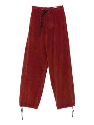 WHITE SAND Drawstring-waist Corduroy Pants - Red