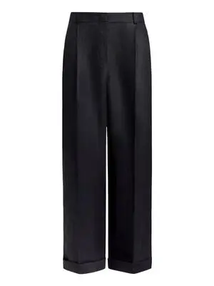 12 STOREEZ Pleated Cuffed Trousers - Black