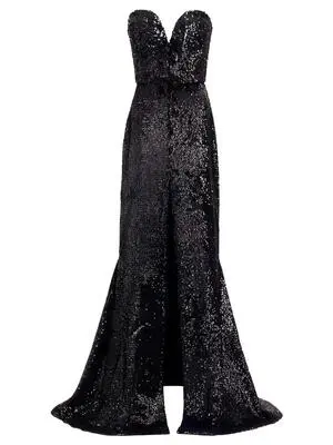 Elie Saab Sequin-embellished Strapless Maxi Dress - Black