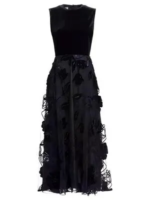Elie Saab Floral Embellished Sleeveless Maxi Dress - Black