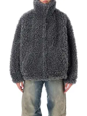 Acne Studios Oversized Faux Fur Bomber Jacket - Carbon Grey
