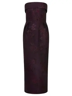 Rebecca Vallance Afina Strapless Floral-brocade Midi Dress - Purple