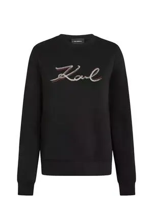 Karl Lagerfeld Sequin-embellished Logo Sweatshirt - Black