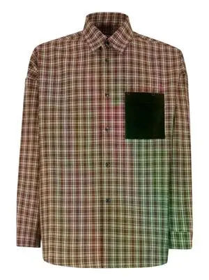 Marni Checked Velvet-pocket Shirt - Brown