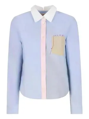 Marni Contrast-collar Oxford Shirt - Blue