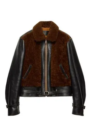 Prada Leather And Shearling Jacket - Black/burnt Sienna