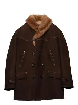 Prada Suede And Shearling Jacket Dark Brown