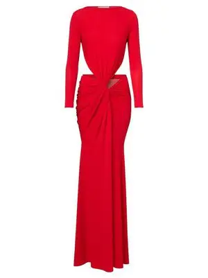 Alex Perry Gathered Crêpe Jersey Gown - Red