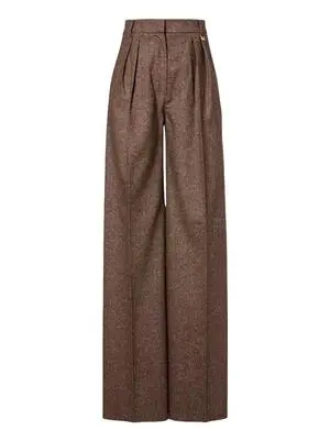 Max Mara Brava Wool And Silk-blend Wide-leg Pants - Brown
