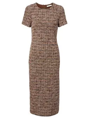 Max Mara Giugno Cotton And Wool-blend Midi Dress - Brown
