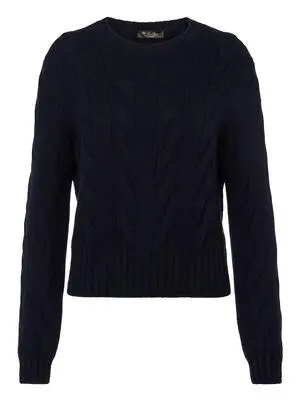 Loro Piana Napier Cable-knit Cashmere Sweater - Blue