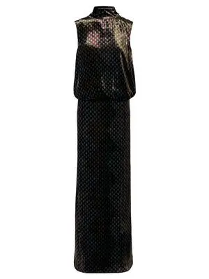 Dries Van Noten Printed Satin Maxi Dress - Green