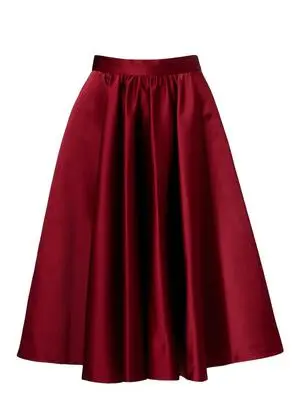 Max Mara Farneto Duchess Satin Midi Skirt - Red