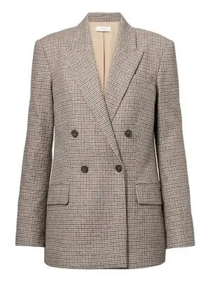 Vince Houndstooth Wool Blend Blazer - Brown