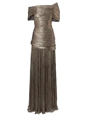 MARMAR HALIM Ruched Asymmetric Gown - Gold