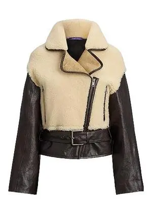 Ralph Lauren Silvester Moto Jacket - Cream & Black