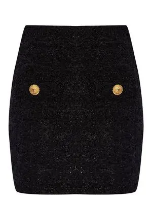 Balmain Buttoned Tweed Skirt - Black