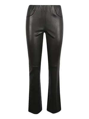 VIA MASINI 80 Leather Flared Leg Trousers - Black