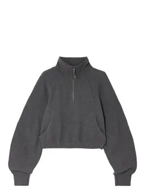 Lululemon Cropped Waffle-knit Half-zip Sweater - Gray