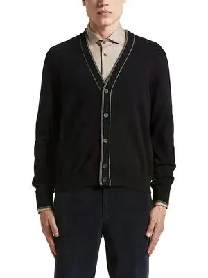 Peserico V-neck Wool-cashmere Cardigan - Black