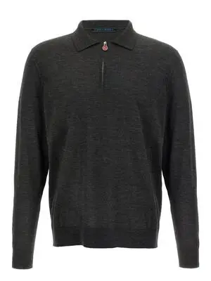 Kiton Half-zip Mélange Knit Sweater - Grey