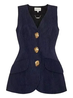 Cara Cara Pinstripe Sleeveless Vest - Blue
