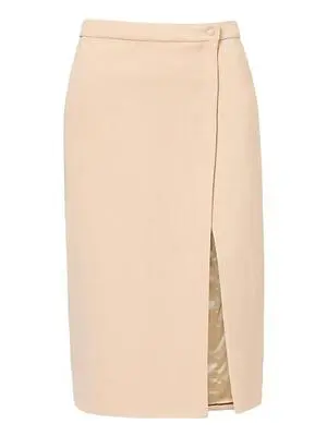 MUGLER Split-front Regular-fit Woven Midi Skirt - Beige