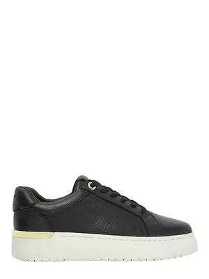 DUNE Emeelia Leather Trainers - Black Leather