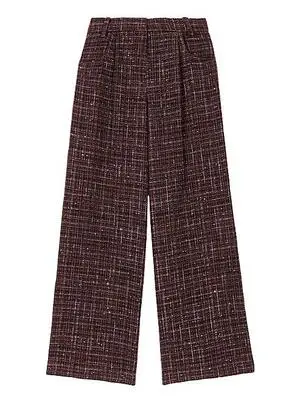 Maje Sequin-embellished Wide-leg Tweed Trousers - Brown