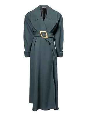 MUGLER Military Belted Wool Coat - Slate Grey