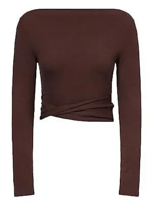Dissh Hadley Twist Stretch-woven Top - Chocolate
