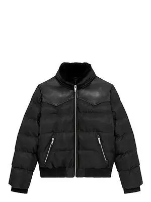 The Kooples Shearling-collar Padded Shell Jacket - Black
