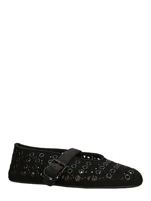 Alaïa Vienne Eyelet Suede Ballet Flats - Black
