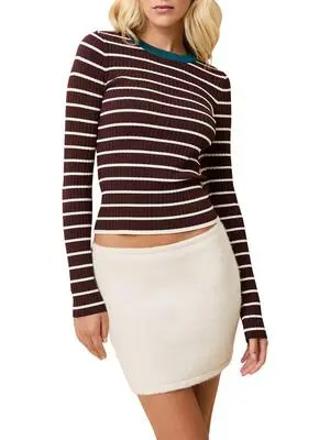 Solid & Striped Dora Ribbed Knit Crop Top - Raisin Brown