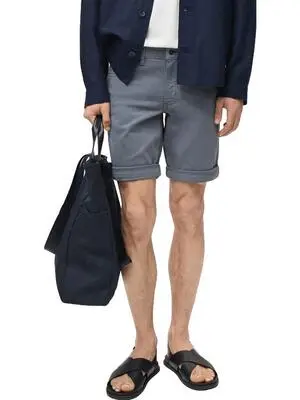 Mango Slim Fit Stretch Cotton Bermuda Chino Shorts - Indigo Blue