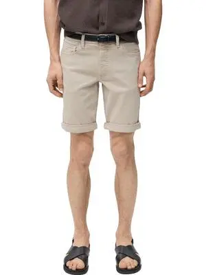 Mango Slim Fit Stretch Cotton Bermuda Chino Shorts - Sand