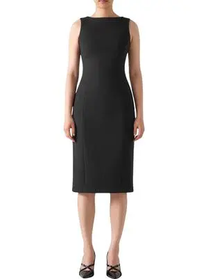 LK BENNETT Rosa Piqué Sleeveless Sheath Dress - Black