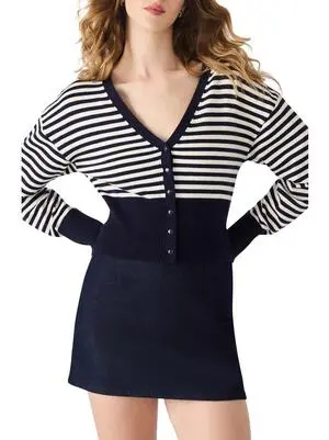 Steve Madden Lauryn Stripe Crop Cardigan - Midnight