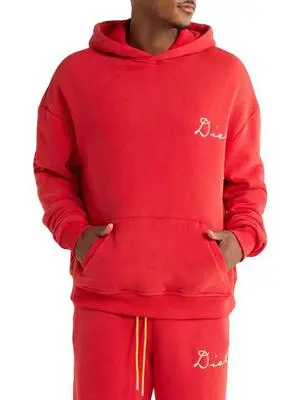 DIET STARTS MONDAY Chainstitch Cotton Hoodie - Red