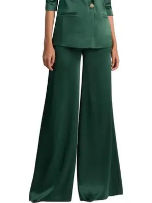 Alice + Olivia Nessi High-waisted Wide-leg Pants - Green Mystique