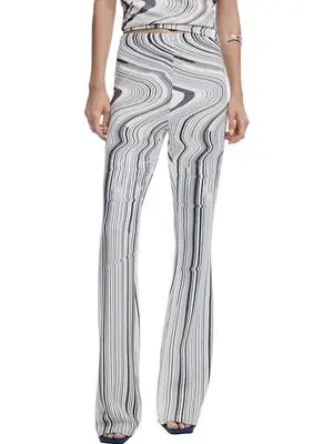 Desigual Distorted Stripe Flare Pants - White