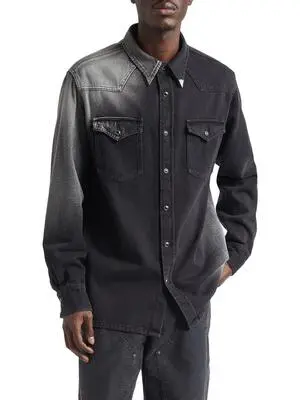 MAISON MARGIELA Denim Western Snap-up Shirt - Black