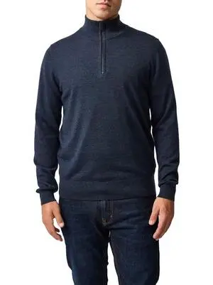 Rodd & Gunn Nobles Funnel Neck Merino Wool Half Zip Sweater - Midnight