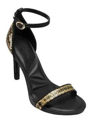 Karl Lagerfeld Paris Kenz Sequin Ankle Strap Sandal Gold/black