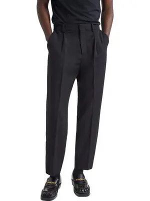 Balmain Pinstripe Straight-leg Wool Pants - 0pa Black