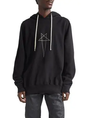 Rick Owens Oversized Graphic Hoodie - Black/pearl