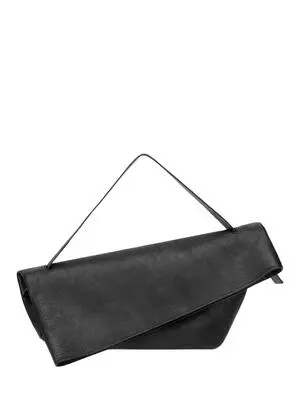 Alberta Ferretti Asymmetric Leather Clutch - Black