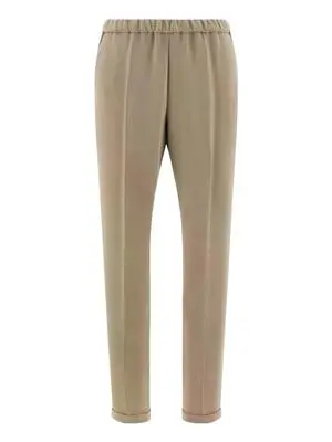 Alberto Biani Elasticated Pleat Trousers - Neutrals