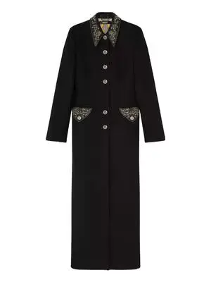 Versace Embellished-collar Coat - Black